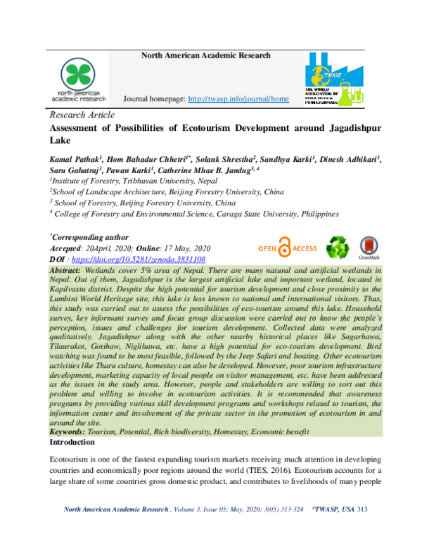 (PDF) Assessment of Possibilities of Ecotourism Development around ...