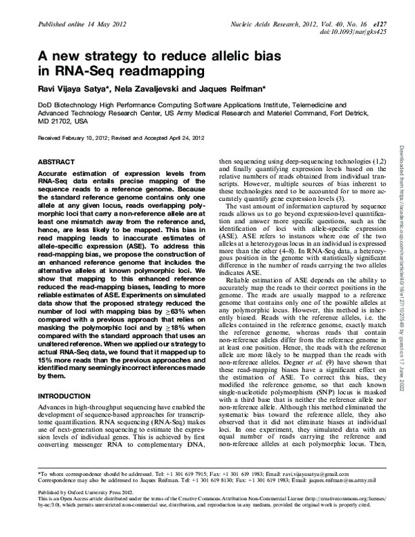 (PDF) A new strategy to reduce allelic bias in RNA-Seq readmapping