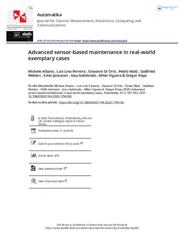 (PDF) Advanced sensor-based maintenance in real-world exemplary cases ...