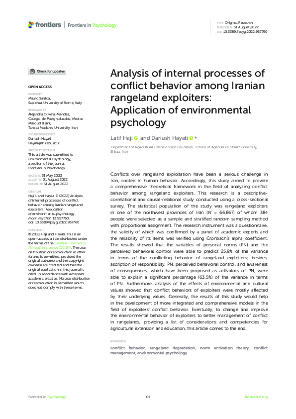 (PDF) Analysis of internal processes of conflict behavior among Iranian rangeland exploiters ...