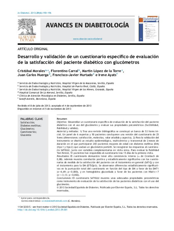 (PDF) Desarrollo y validación de un cuestionario específico de evaluación de la satisfacción del ...