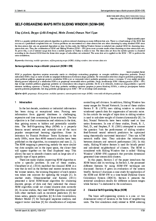 (PDF) Self-Organizing Maps with Sliding Window ( Som + SW )