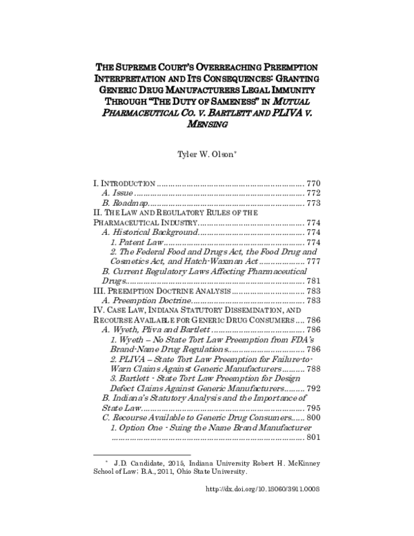 (PDF) The Supreme Court's Overreaching Preemption Interpretation and ...