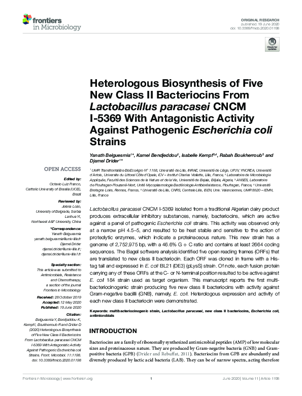(PDF) Five New Class II Bacteriocins from Lactobacillus