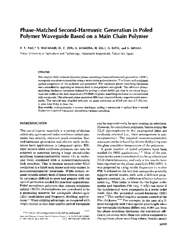 (PDF) Phase-matched second harmonic generation in poled dye/polymer ...