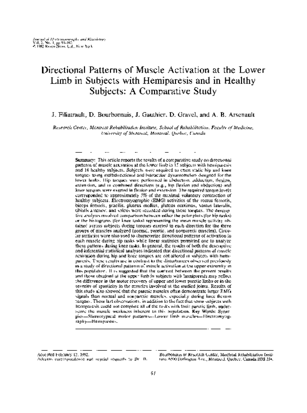 (PDF) Directional patterns of muscle activation at the lower limb in subjects with hemiparesis ...