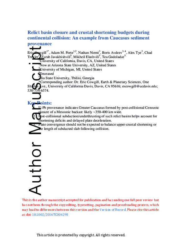 (PDF) Relict basin closure and crustal shortening budgets during ...