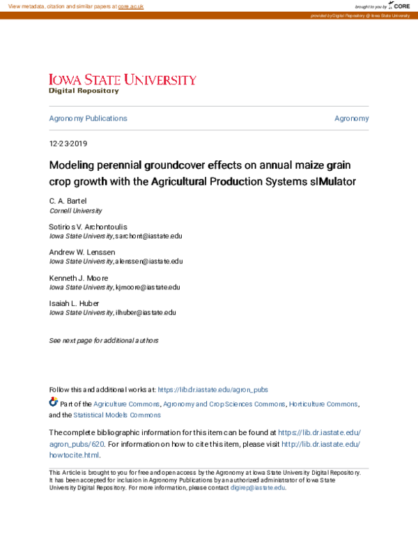 (PDF) Modeling perennial groundcover effects on annual maize grain crop ...