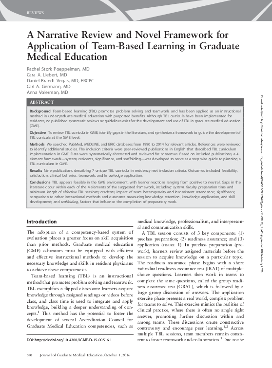 Pdf A Narrative Review And Novel Framework For Application Of Team