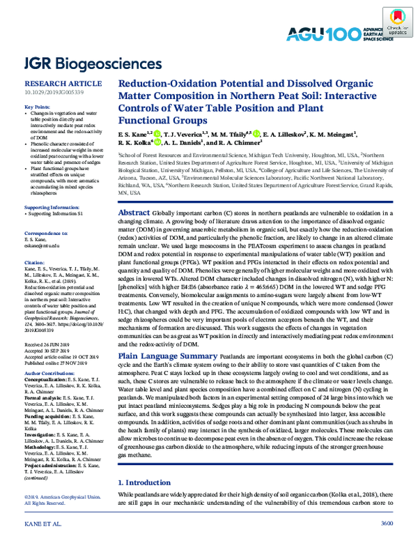 (PDF) Reduction‐Oxidation Potential and Dissolved Organic Matter Composition in Northern Peat ...