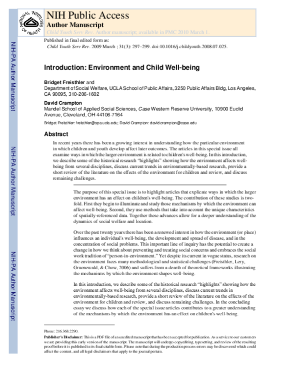 (PDF) Environment and child well-being | David Crampton - Academia.edu