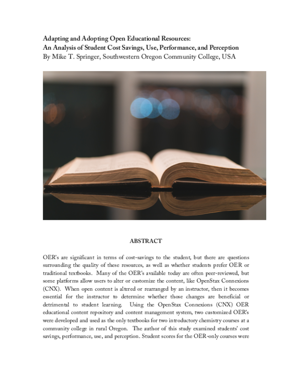 (PDF) Adapting and Adopting Open Educational Resources: An Analysis of ...