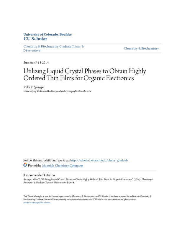 (PDF) Utilizing Liquid Crystal Phases to Obtain Highly Ordered Thin ...