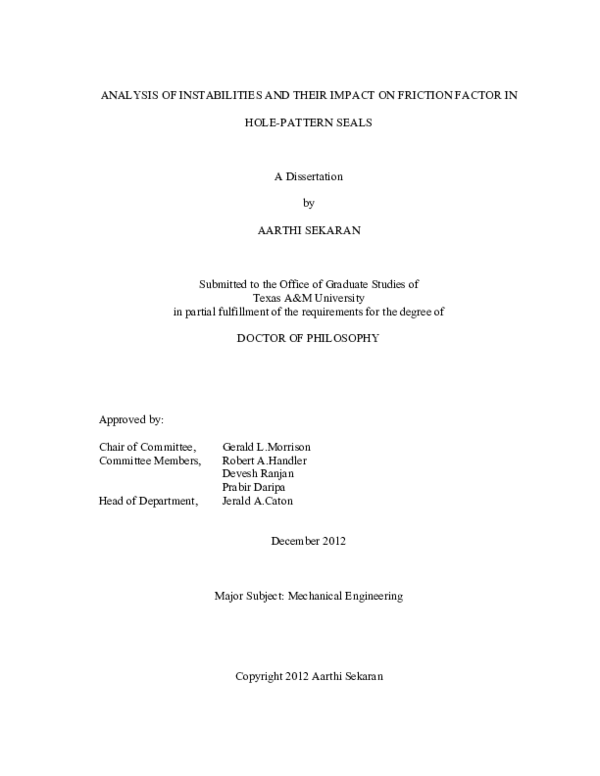 (PDF) Analysis of Instabilities and Their Impact on Friction Factor in ...