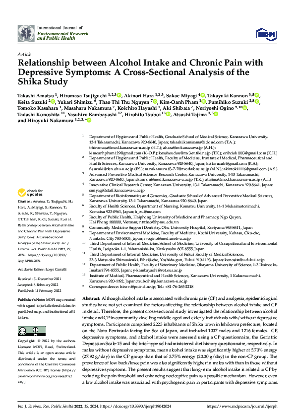 (PDF) Relationship between Alcohol Intake and Chronic Pain with ...