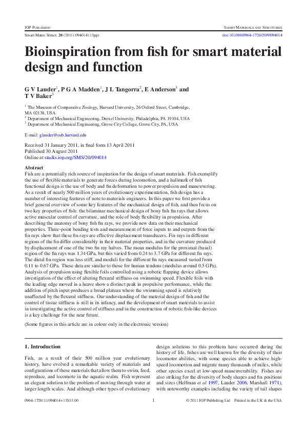 (PDF) Bioinspiration from fish for smart material design and function