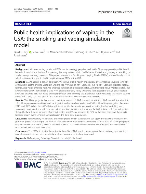 (PDF) Public health implications of vaping in the USA: the smoking and ...