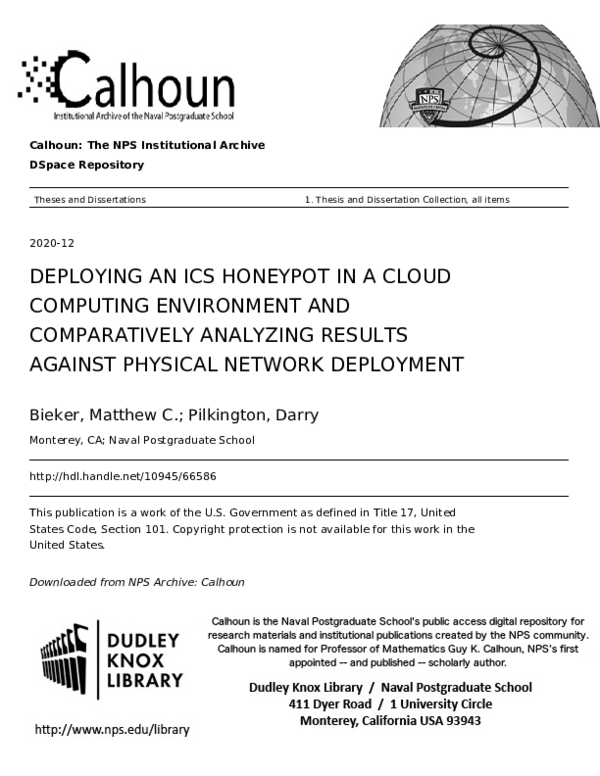 (PDF) Deploying an Ics Honeypot in a Cloud Computing Environment and Comparatively Analyzing ...