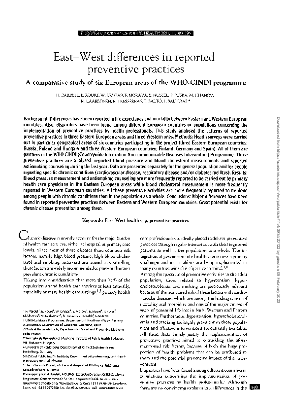 (PDF) East-West differences in reported preventive practices: A ...