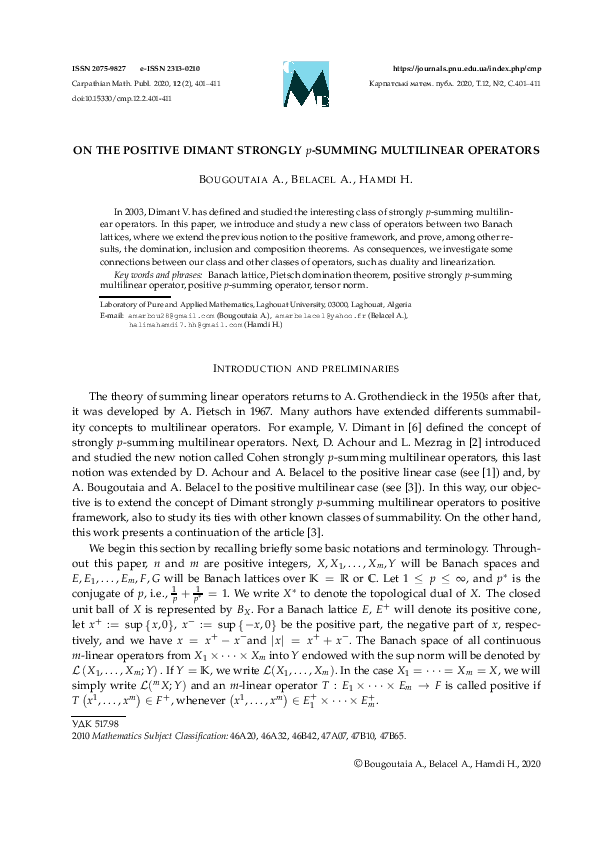 (PDF) On the positive Dimant strongly $p$-summing multilinear operators