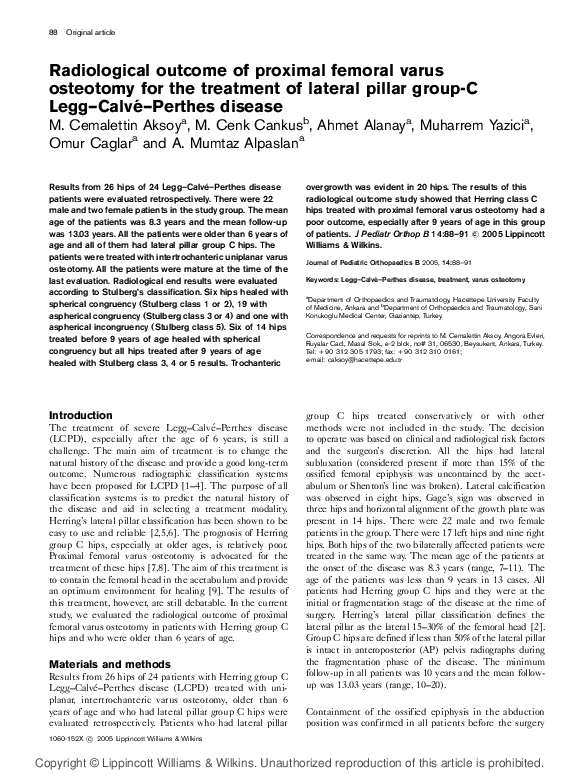(PDF) Radiological outcome of proximal femoral varus osteotomy for the ...