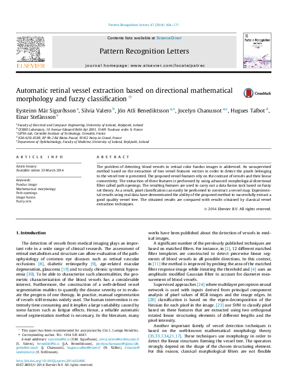 (PDF) Automatic retinal vessel extraction based on directional mathematical morphology and fuzzy ...