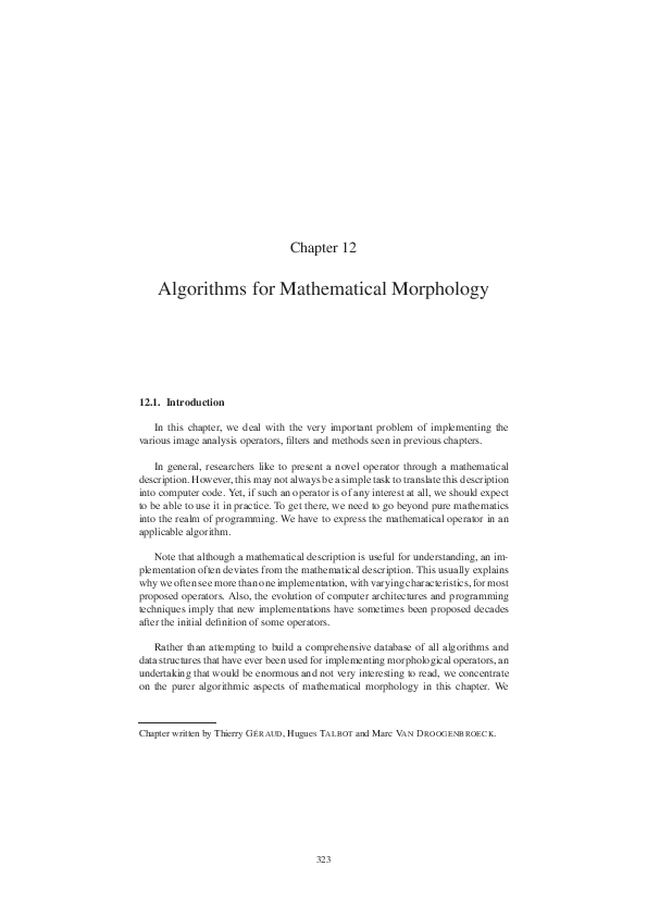 Pdf Algorithms For Mathematical Morphology
