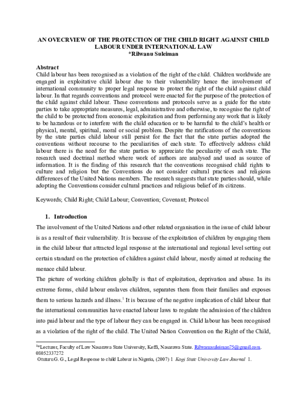 (DOC) AN OVERVIEW OF THE PROTECTION OF THE CHILD RIGHT AGAINST CHILD ...