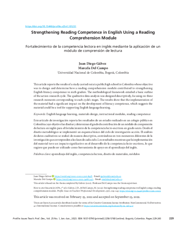 (PDF) Strengthening Reading Competence in English Using a Reading ...