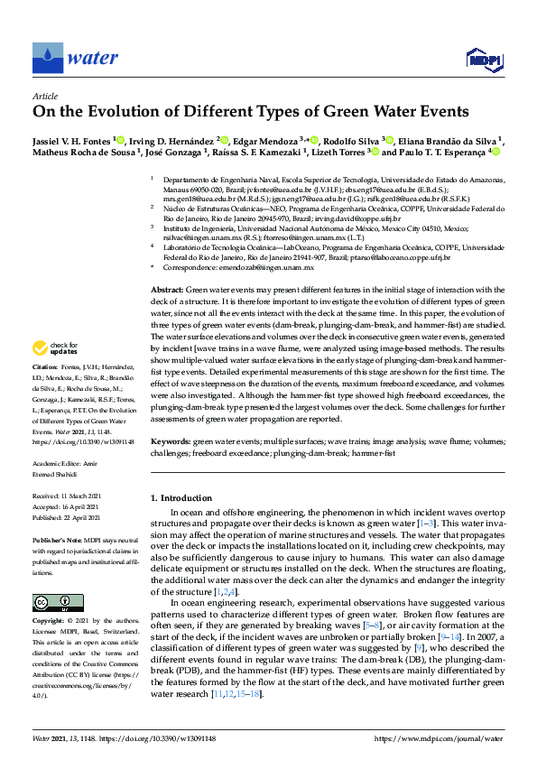 (PDF) On the Evolution of Different Types of Green Water Events