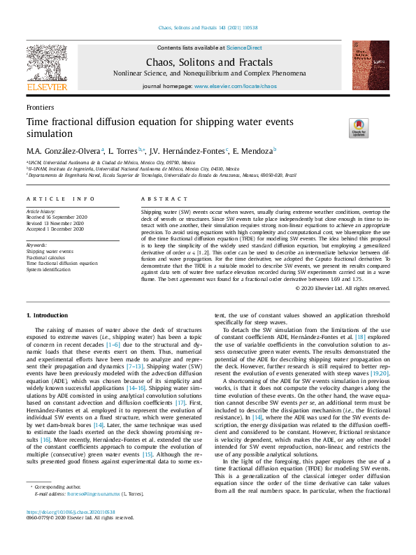Pdf Time Fractional Diffusion Equation For Shipping Water Events Simulation