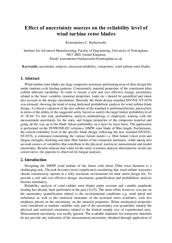 (PDF) Effect of uncertainty sources on the reliability level of wind turbine rotor blades