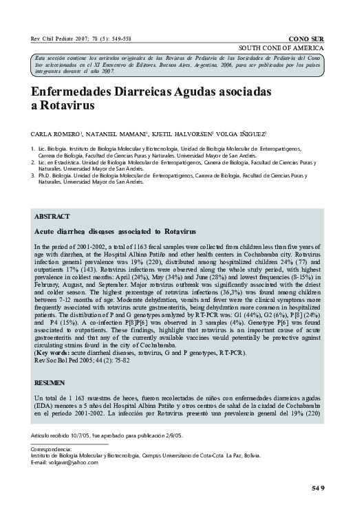 (PDF) Enfermedades Diarreicas Agudas asociadas a Rotavirus