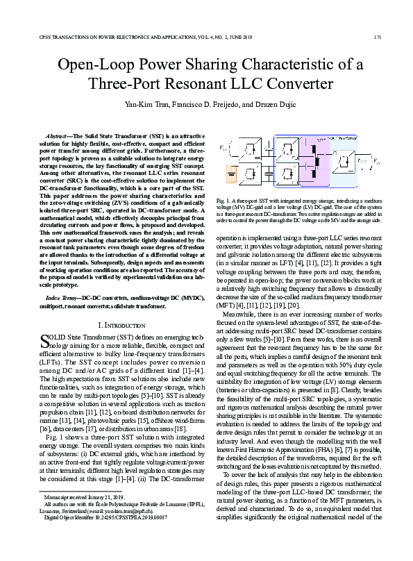 (PDF) Open-Loop Power Sharing Characteristic of a Three-Port Resonant LLC Converter