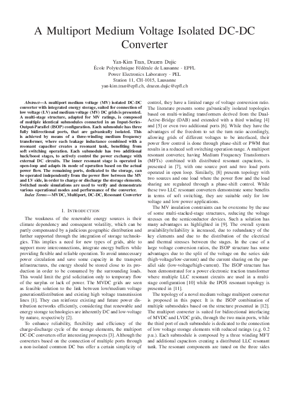 (PDF) A multiport medium voltage isolated DC-DC converter