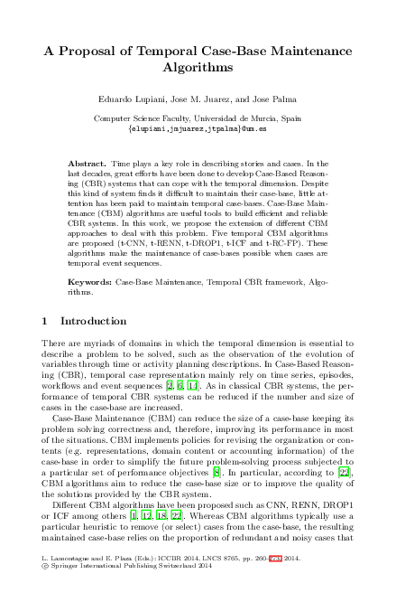 (PDF) A Proposal of Temporal Case-Base Maintenance Algorithms