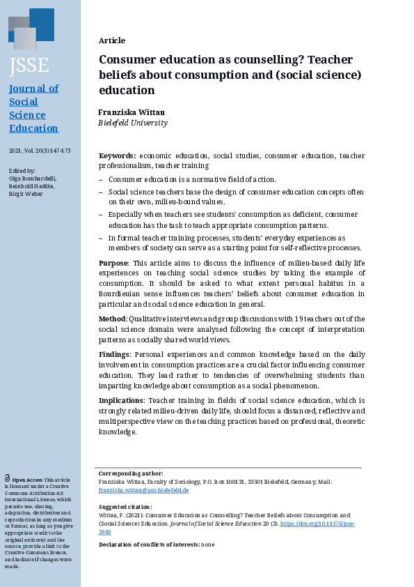 (PDF) Consumer education as counselling