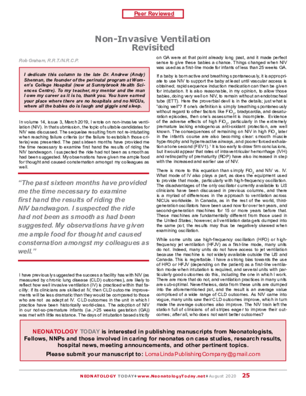 (PDF) Non-Invasive Ventilation - Revisited