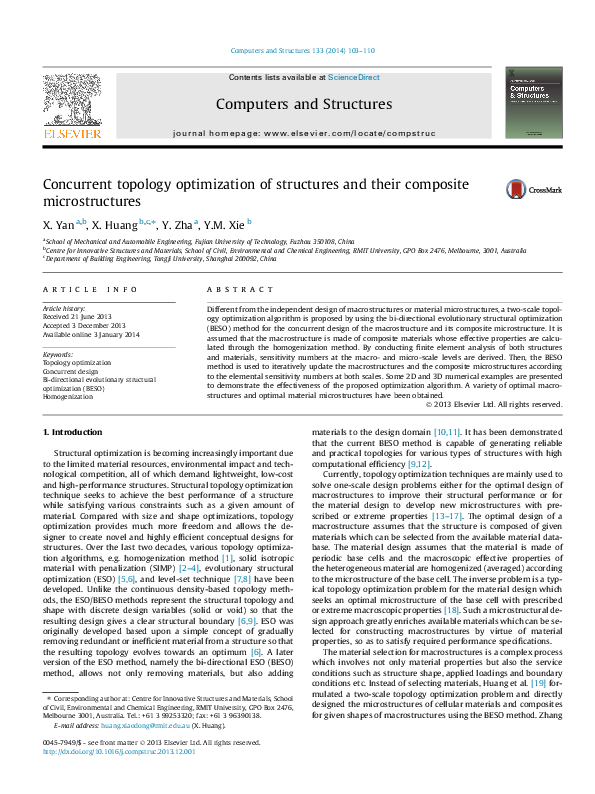 (PDF) Concurrent topology optimization of structures and their composite microstructures