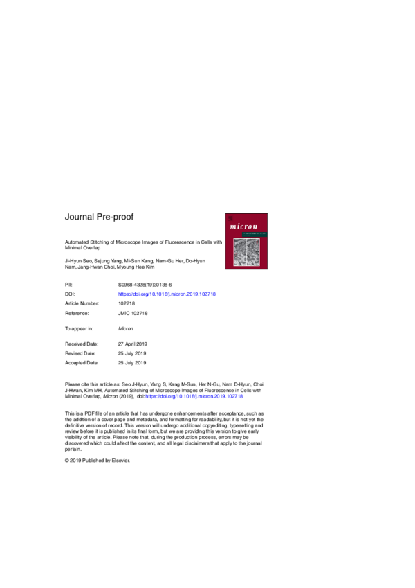 (PDF) Automated stitching of microscope images of fluorescence in cells ...