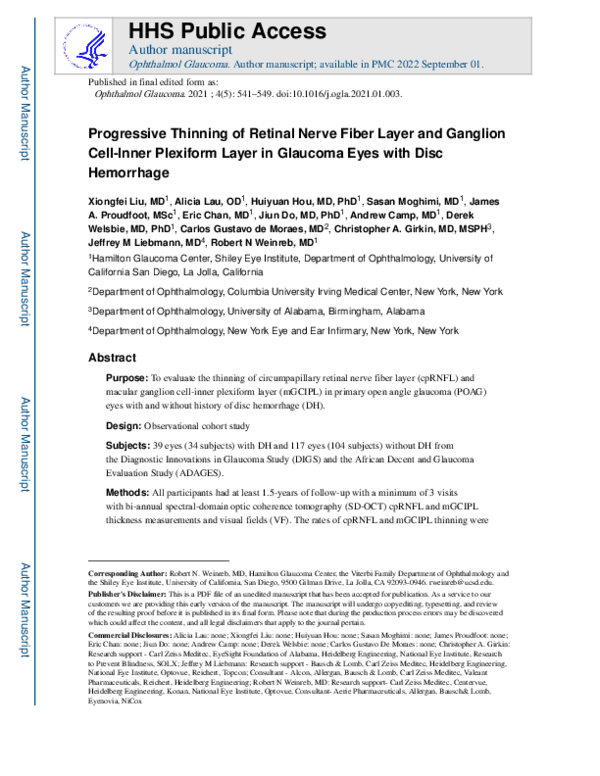 (PDF) Progressive Thinning of Retinal Nerve Fiber Layer and Ganglion ...