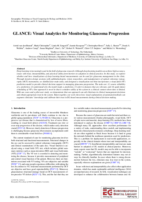 (PDF) GLANCE: Visual Analytics for Monitoring Glaucoma Progression | Mark C Deville - Academia.edu