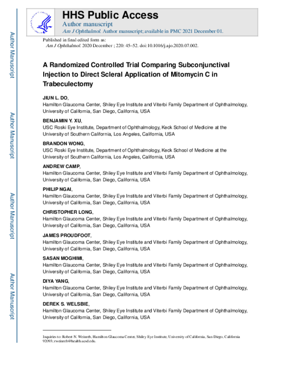 (PDF) A Randomized Controlled Trial Comparing Subconjunctival Injection ...