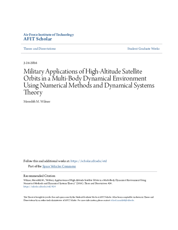 (PDF) Military Applications of High-Altitude Satellite Orbits in a Multi-Body Dynamical ...