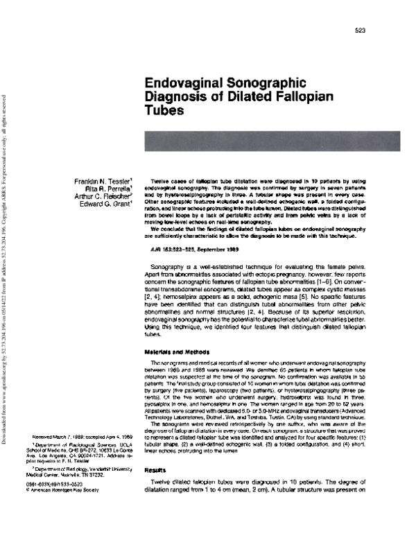 (PDF) Endovaginal sonographic diagnosis of dilated fallopian tubes
