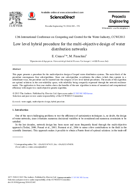 Pdf Low Level Hybrid Procedure For The Multi Objective Design Of