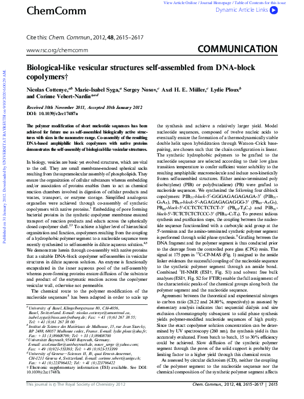 (PDF) Biological-like vesicular structures self-assembled from DNA ...