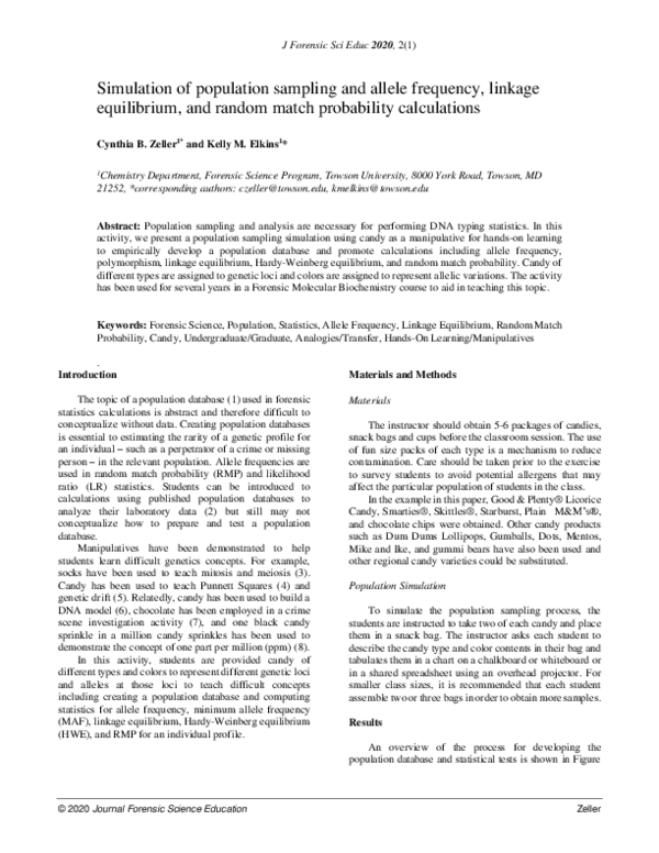 (PDF) Simulation of population sampling and allele frequency, linkage ...