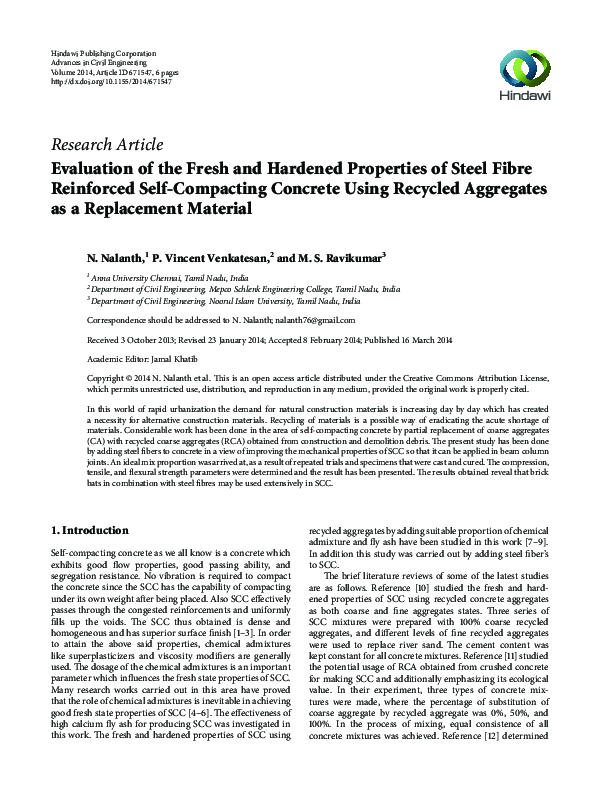 Pdf Evaluation Of The Fresh And Hardened Properties Of Steel Fibre Reinforced Self Compacting