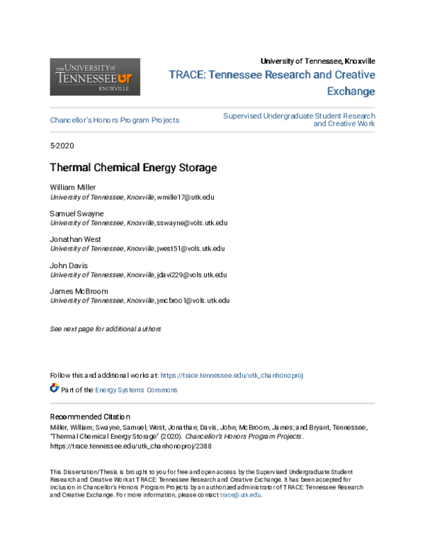 (PDF) Thermal Chemical Energy Storage